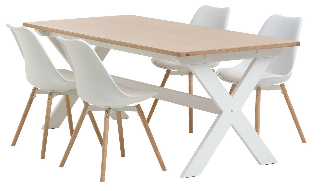 VISLINGE D190 sto natur + 4 KASTRUP stolice bela | JYSK