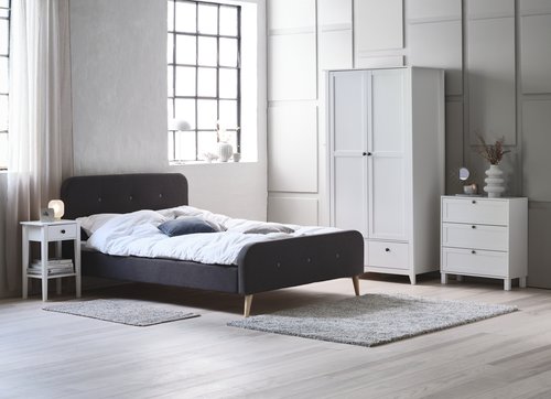 Bedside table NORDBY 1 drawer 1 shelf white | JYSK