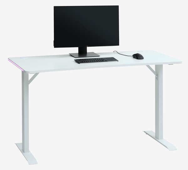 Gaming desk HALBJERG 65x135 w LED white JYSK
