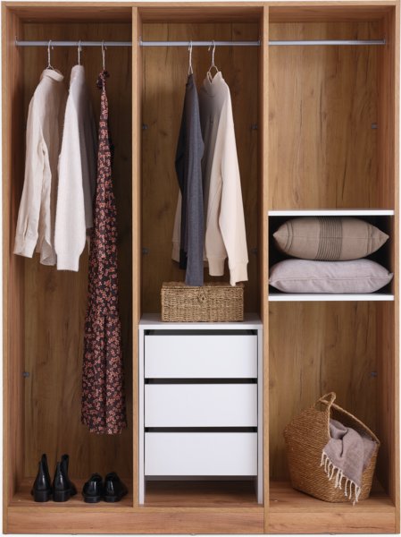 Wardrobe VIBY 150x200 3 doors natural oak colour | JYSK