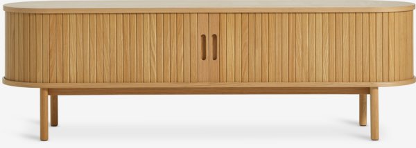 TV bench LYNGVIG 160cm 2 tambour doors natural oak | JYSK